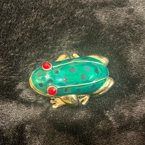 Other | Enamel And Rhinestone Frog Trinket Box No Chips Or Marks | Poshmark